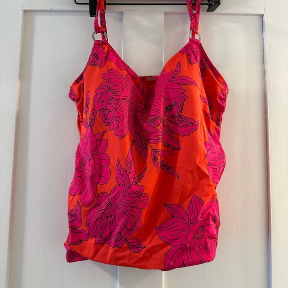 Liz Claiborne | Swim | Liz Claiborne Pink And Orange Floral Swim Top ...
